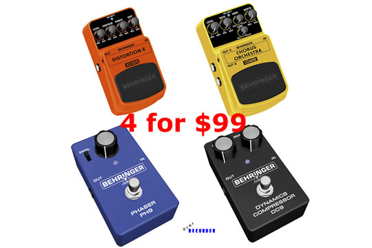 Behringer Pedal Pack 4 Effects Pedal-Stomp Box Bundle - HR